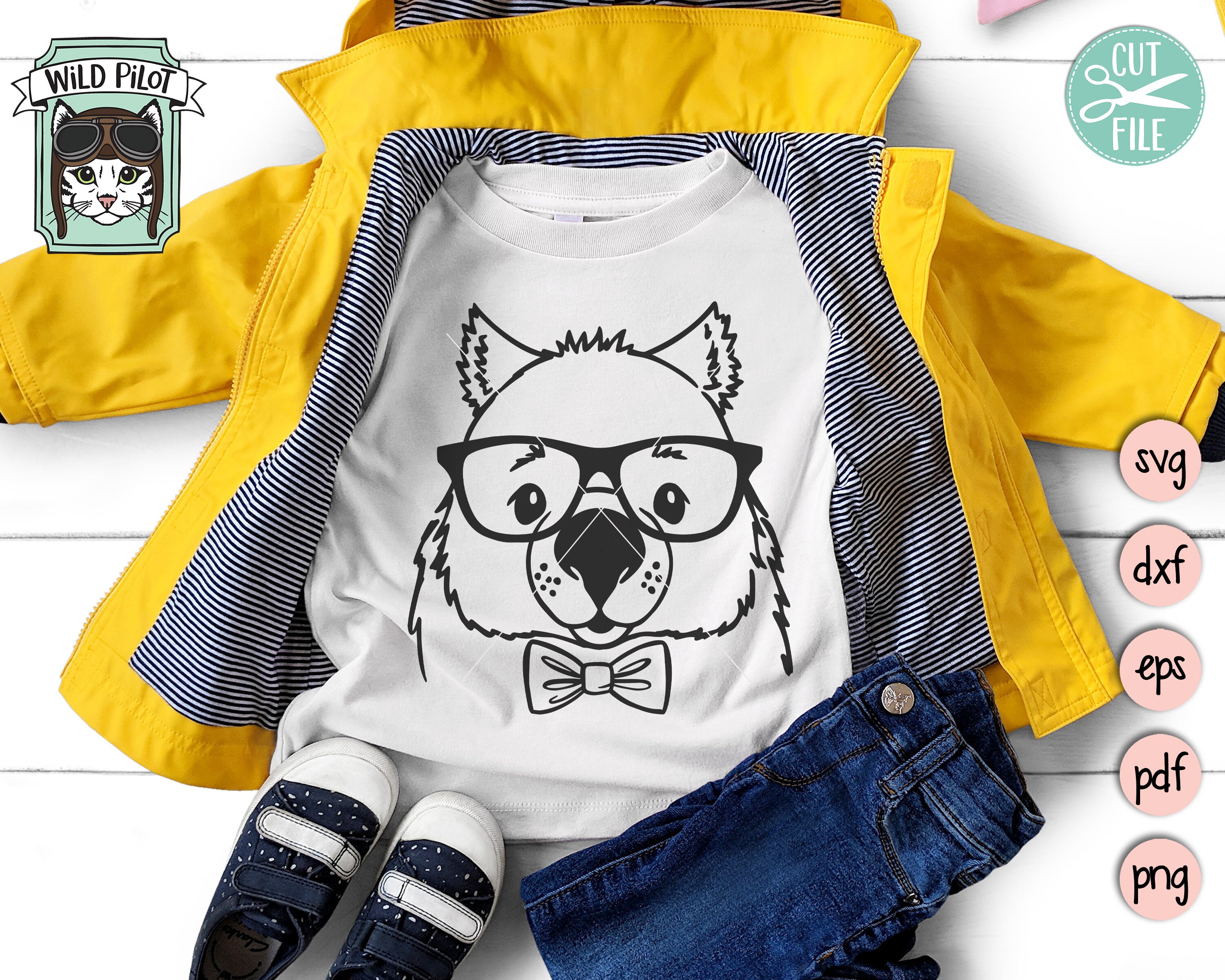 Wombat Svg File, Wombat With Glasses Bowtie Svg, Wombat Cut File ...