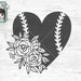 Baseball SVG File, Softball Svg, Floral Baseball Svg, Baseball Heart ...