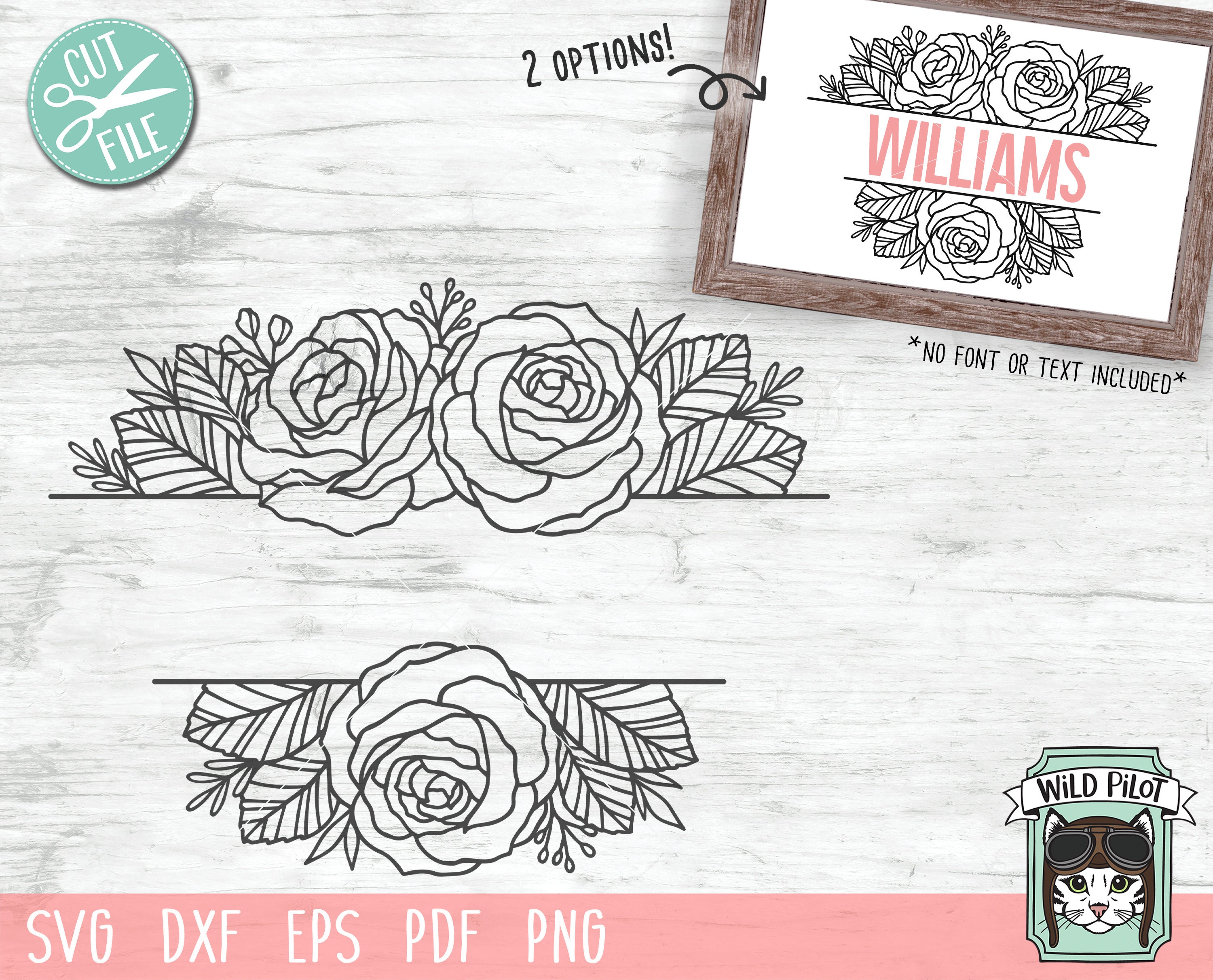 Flower Border SVG Flower Monogram Rose Border Svg Split - Etsy