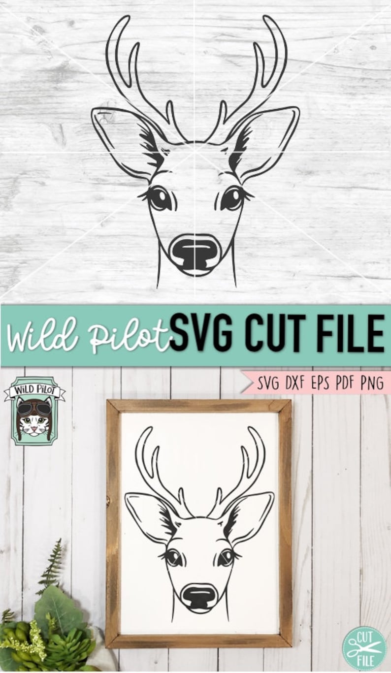 Deer Svg File, Deer Cut File, Animal Face, Deer Antlers Svg, Deer Face ...