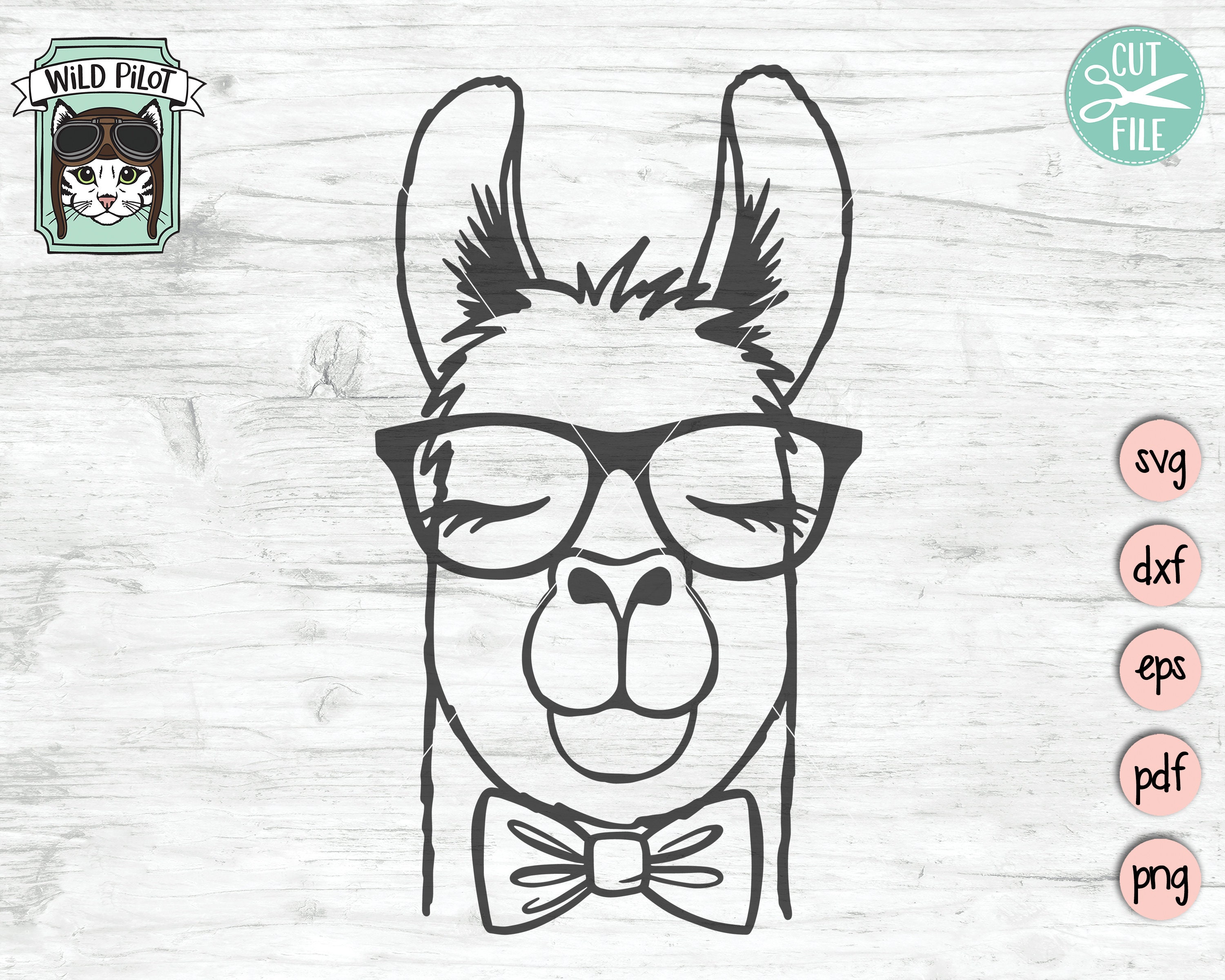 Llama Svg File, Llama With Glasses Bowtie Svg, Llama Cut File, Animal ...