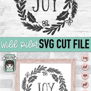 Holiday Wreath SVG File, Joy Svg, Christmas Wreath SVG File, Joy Wreath ...
