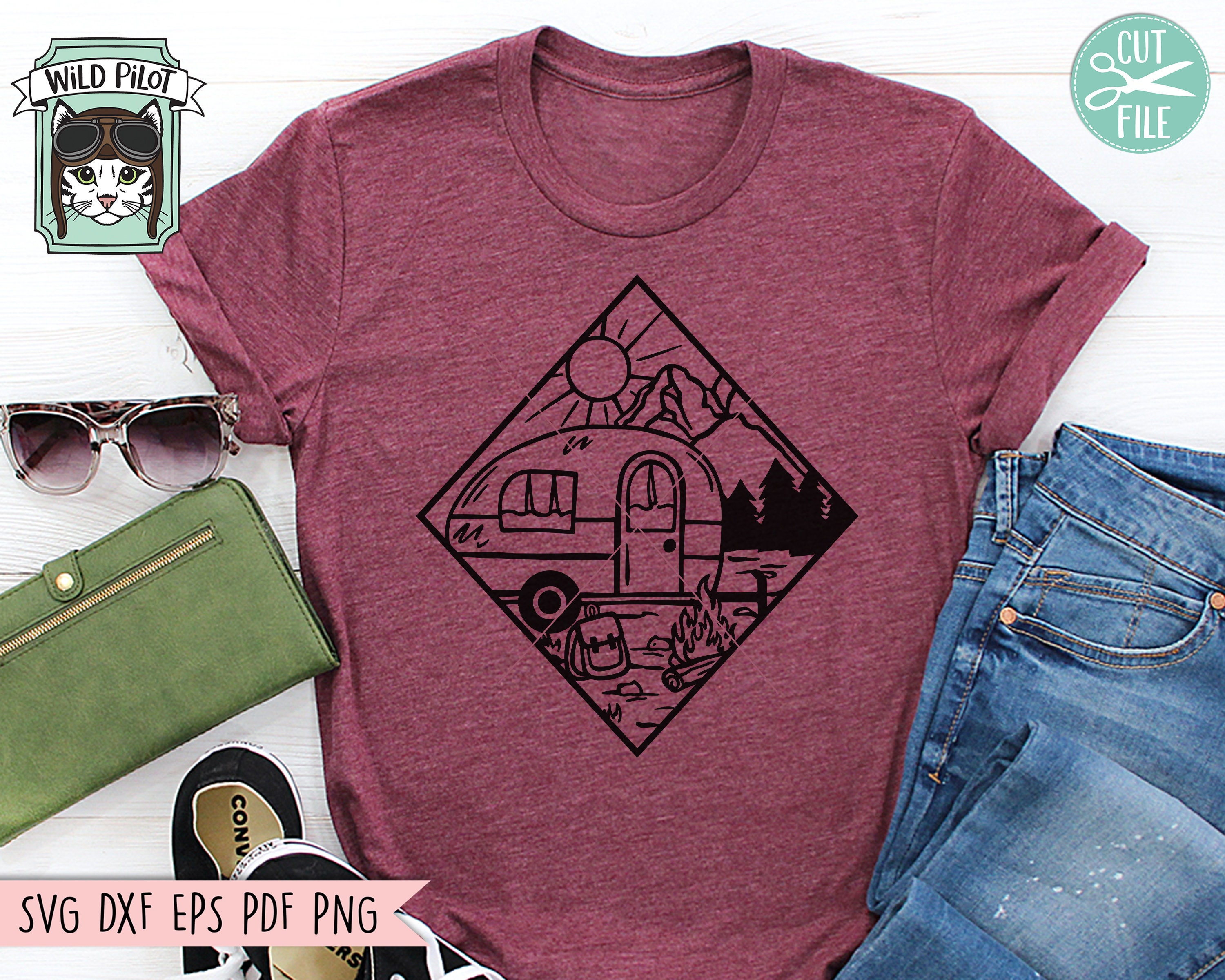 Camper SVG File Camper Cut File Camping Svg Camping Scene - Etsy