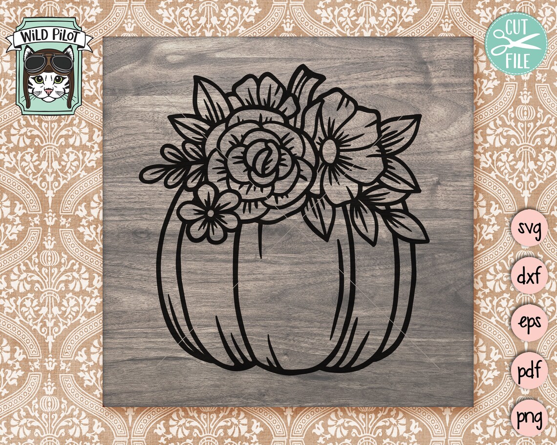 Floral Pumpkin SVG File, Flower Pumpkin Svg, Pumpkin Cut File, Fall ...