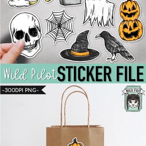 PRINTABLE Halloween Sticker Files PNG File, Halloween Planner Stickers ...