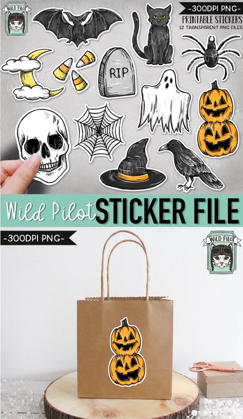 PRINTABLE Halloween Sticker Files PNG File Halloween Planner | Etsy