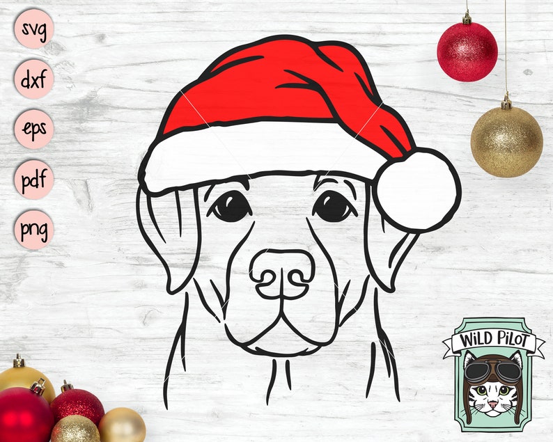 Dog Santa Hat Svg File, Dog With Hat Svg, Christmas Svg File, Labrador ...