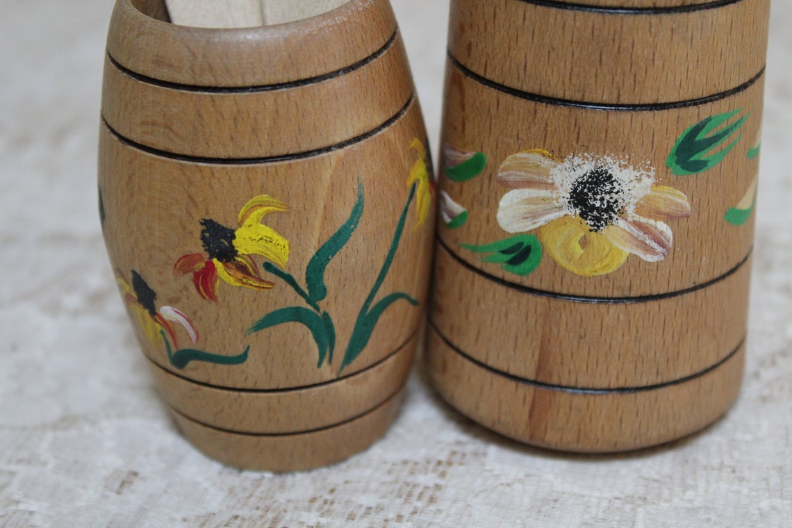 Wooden Decorative Cups. Hand Painted Cups. Vintage Wooden Cups.handmade ...