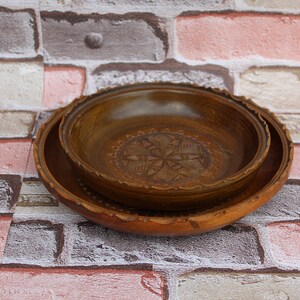 Set of Two Decorative Wooden Plates. Wood-carved Plates. Wall - Etsy