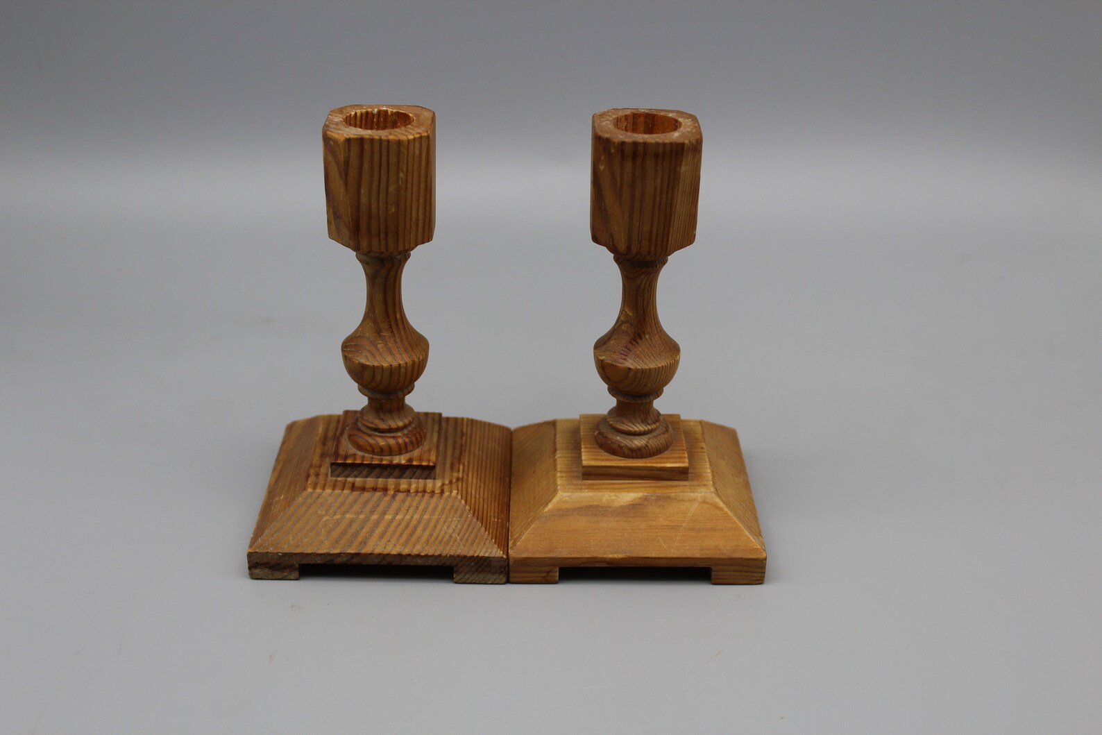 Set of 2 Candlesticks.vintage Candlesticks. Old Wooden Candlesticks ...