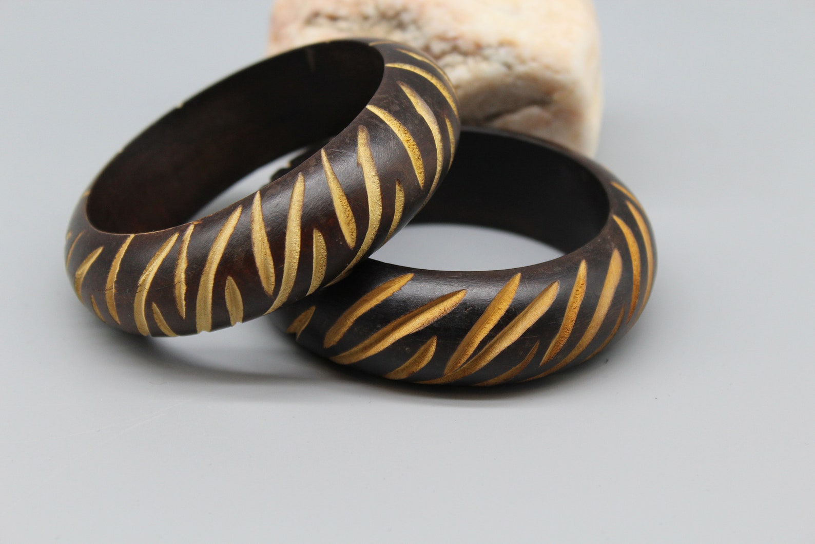 Set of 2wooden Bracelets. Ladies Bracelets With Decoration. Handmade ...