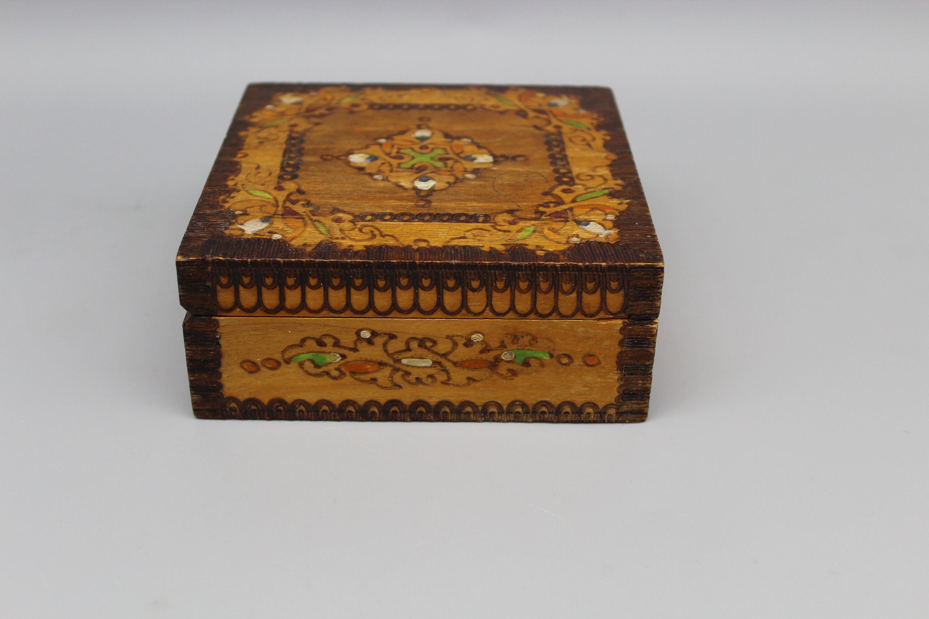 Hand Painted Box Wooden Box Vintage Keepsake Box Wooden Jewelry Box ...