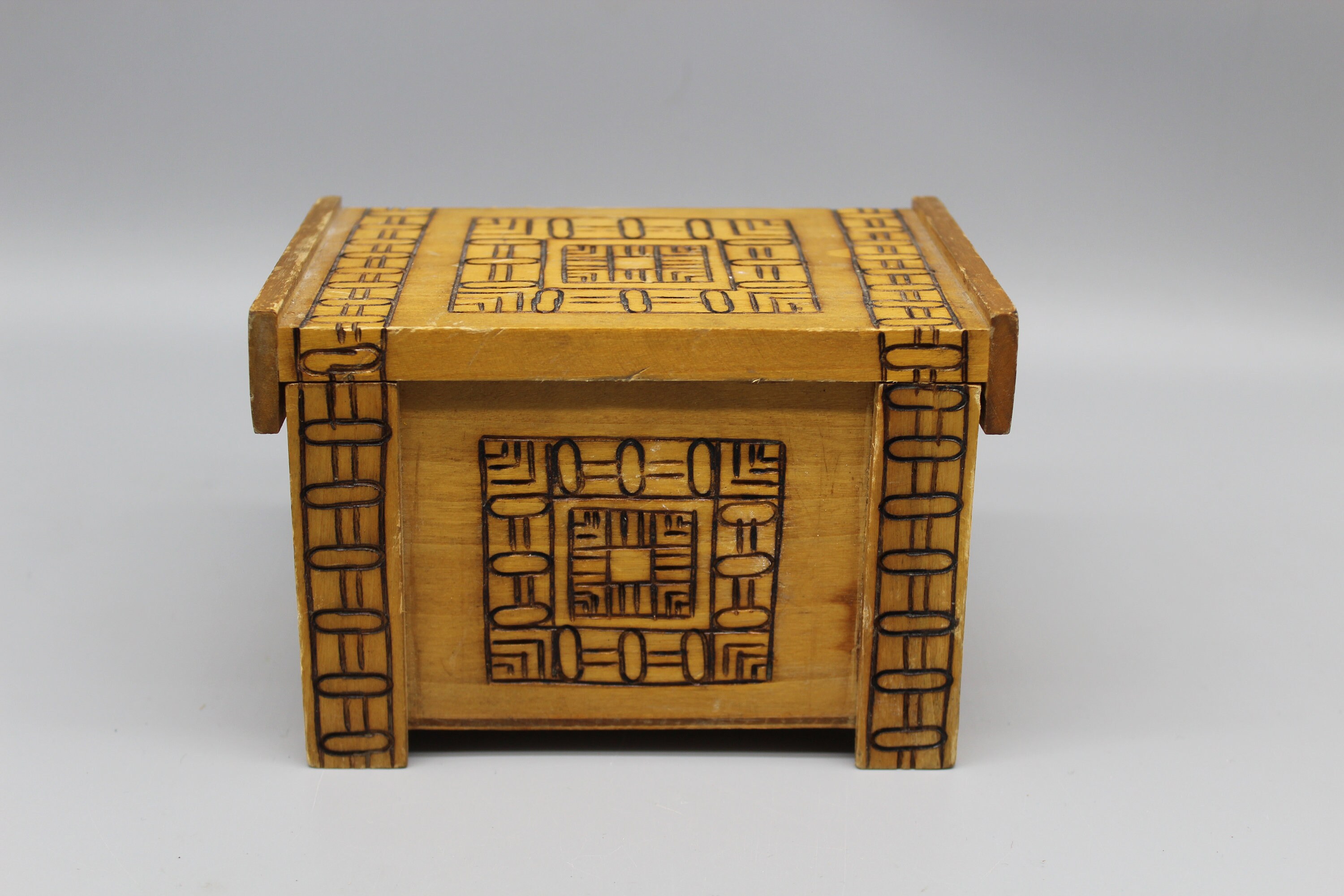 Hand Painted Box Pyrographic Box-wooden Box Vintage Keepsake Box Wooden ...