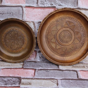 Set of Two Decorative Wooden Plates. Wood-carved Plates. Wall - Etsy