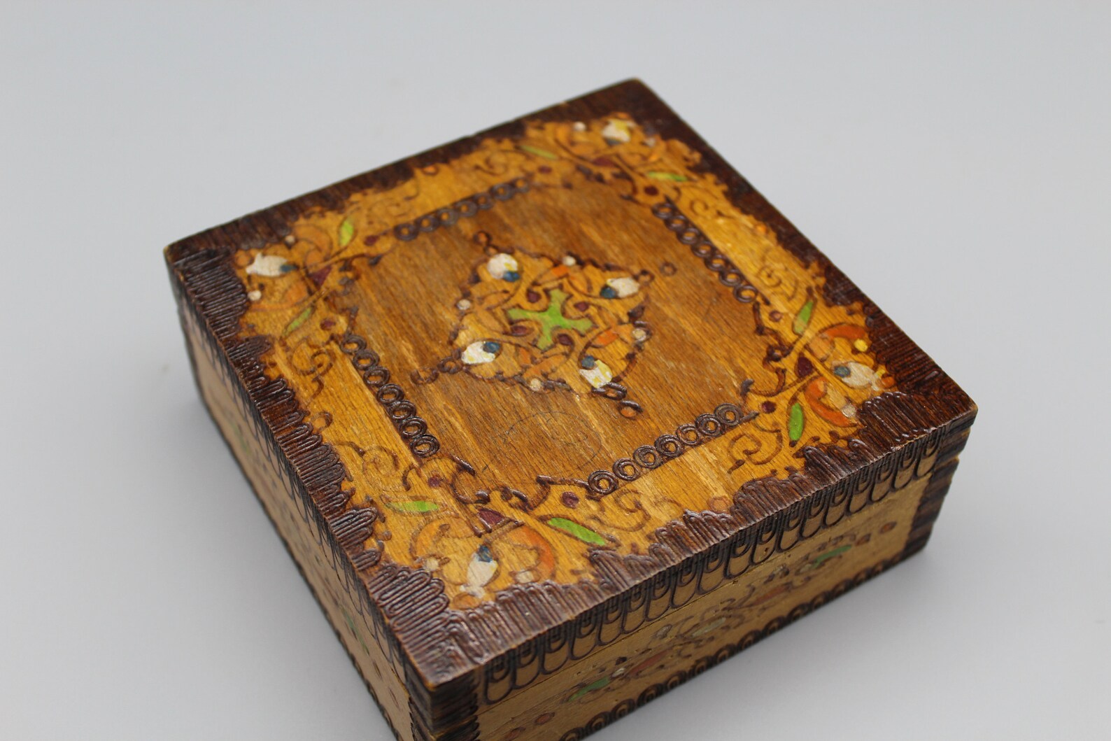 Hand Painted Box Wooden Box Vintage Keepsake Box Wooden Jewelry Box ...