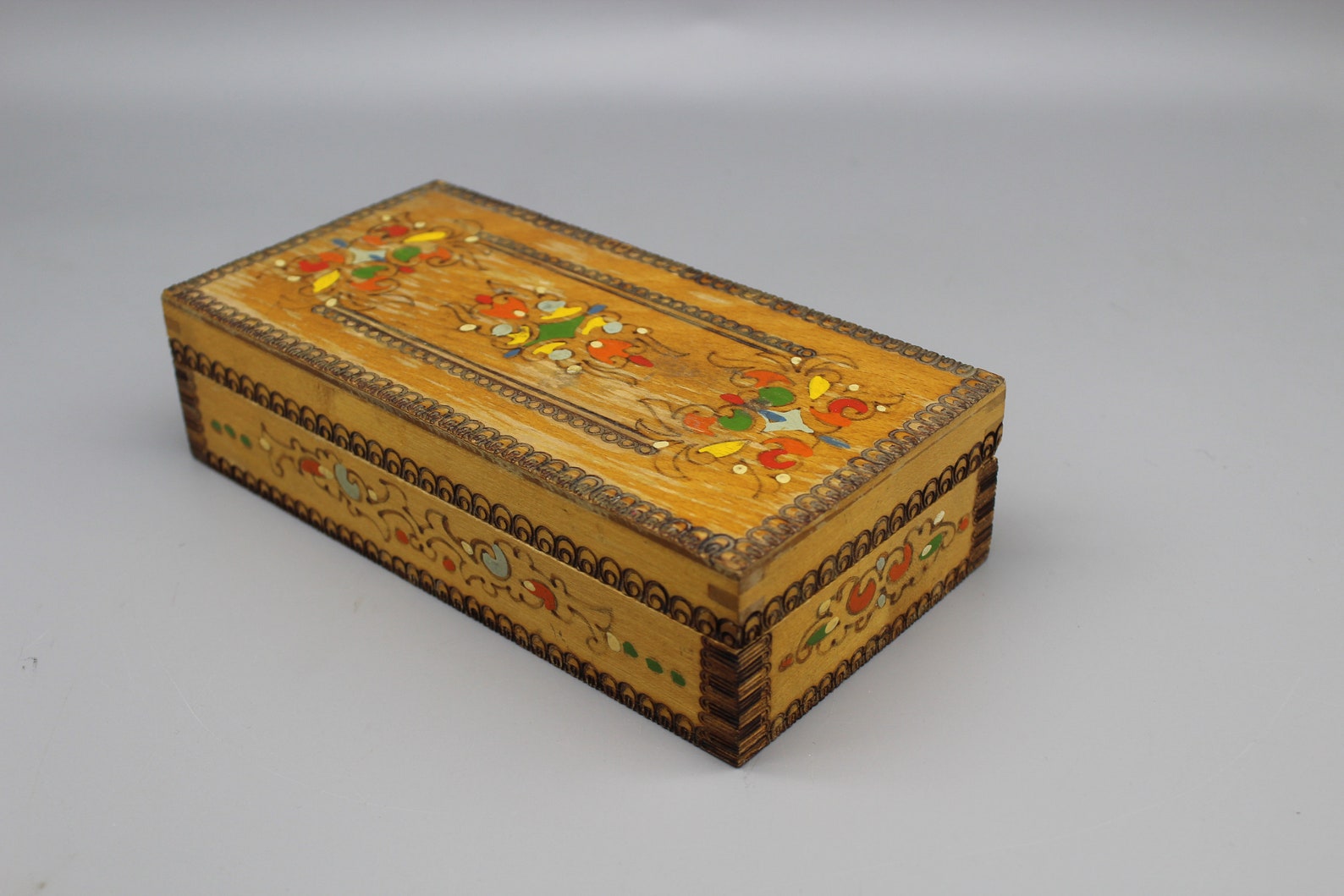 Hand Painted Box Wooden Box Vintage Keepsake Box Wooden Jewelry Box ...