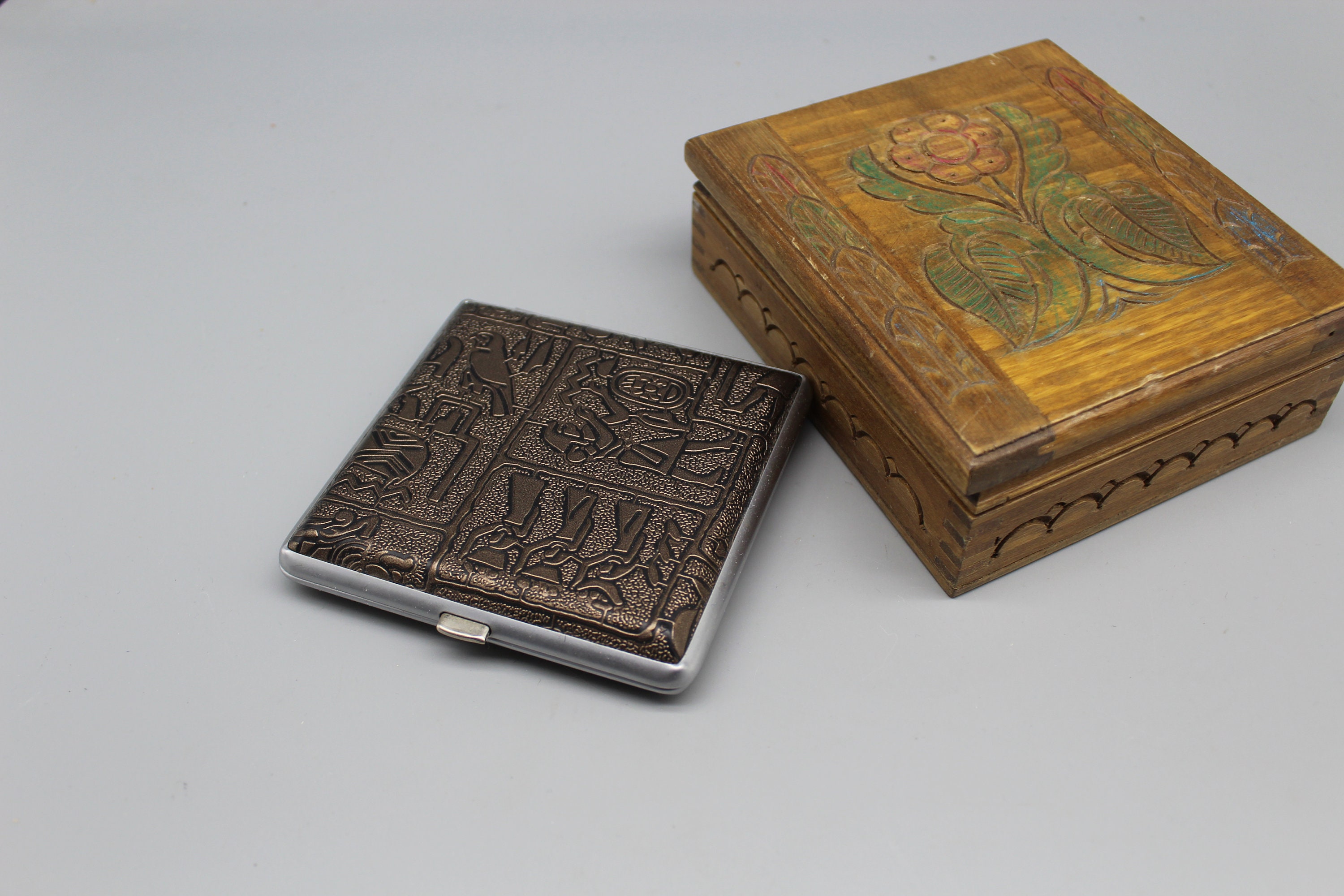 Snuff Box and Cigarette Box Set. Cigarette Box.cigarette Dispenser.hand ...