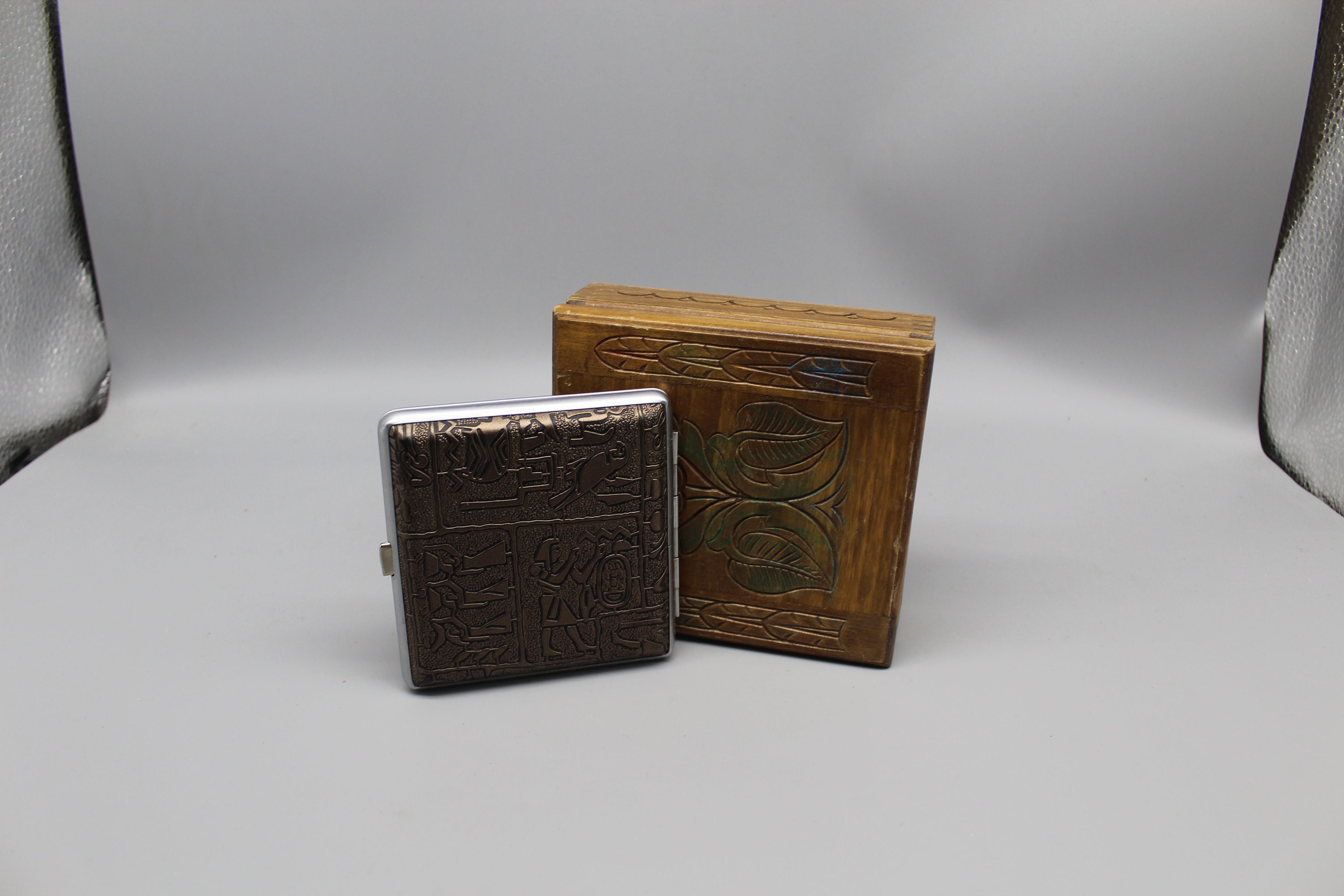 Snuff Box and Cigarette Box Set. Cigarette Box.cigarette Dispenser.hand ...