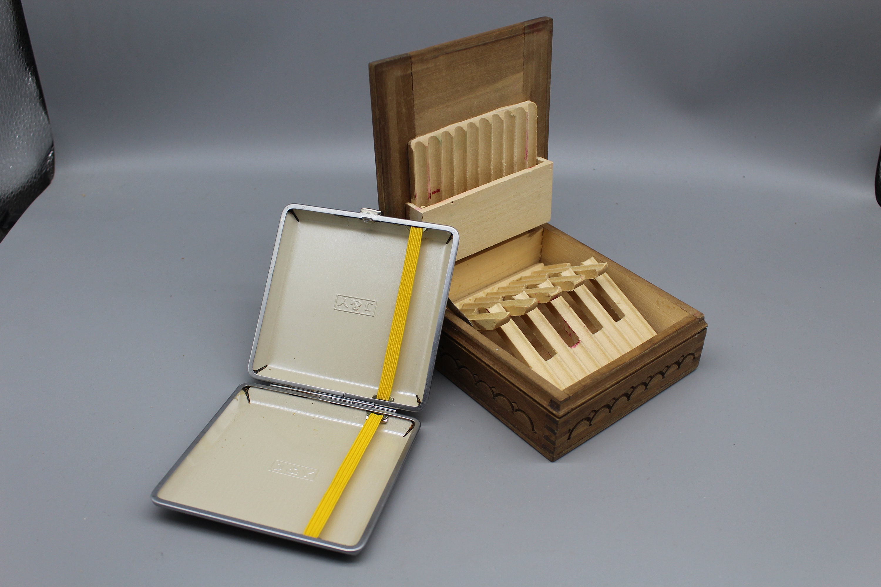 Snuff Box and Cigarette Box Set. Cigarette Box.cigarette Dispenser.hand ...