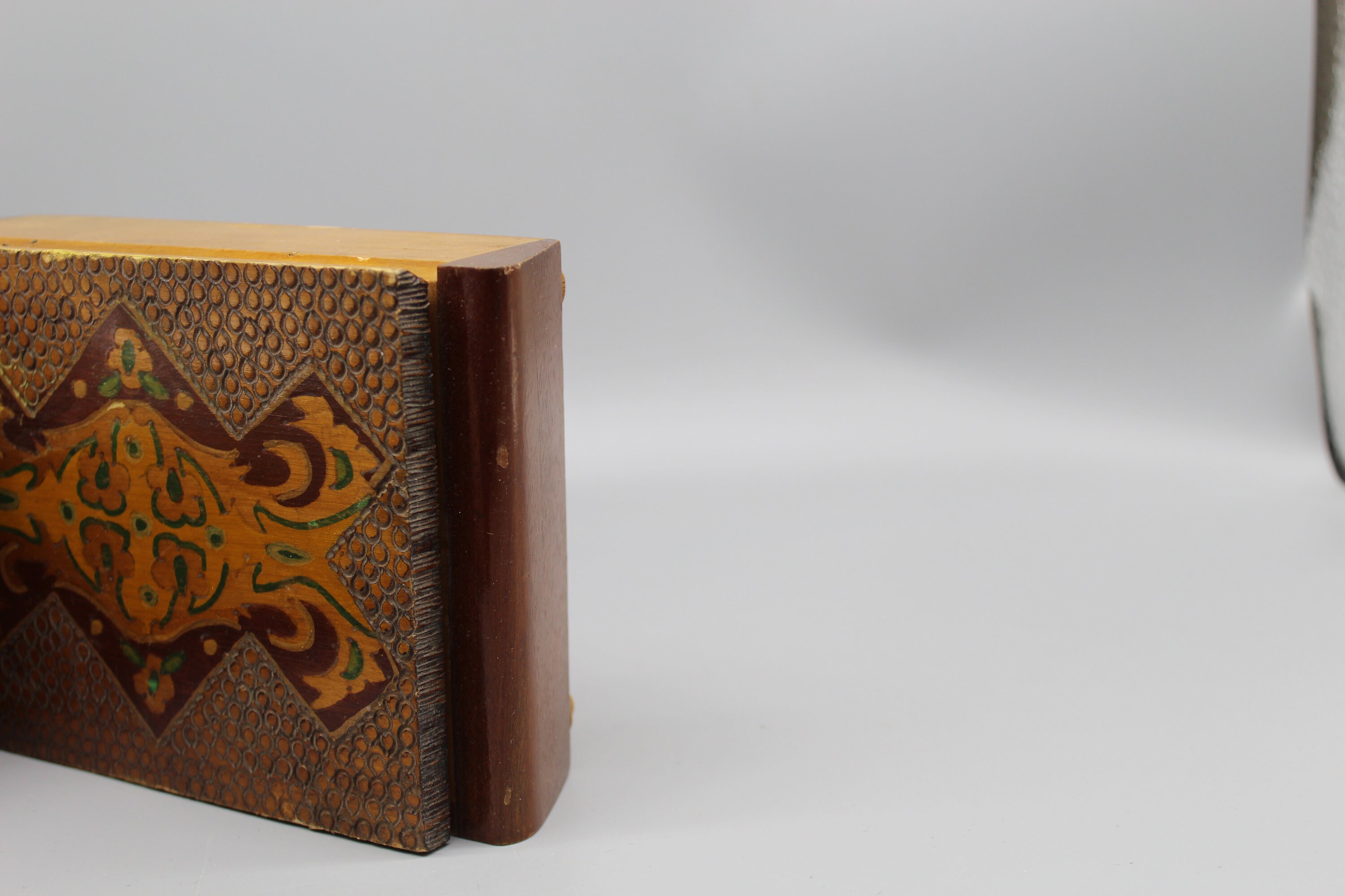 Hand Painted Box Pyrographic Box-wooden Box Vintage Keepsake Box Wooden ...