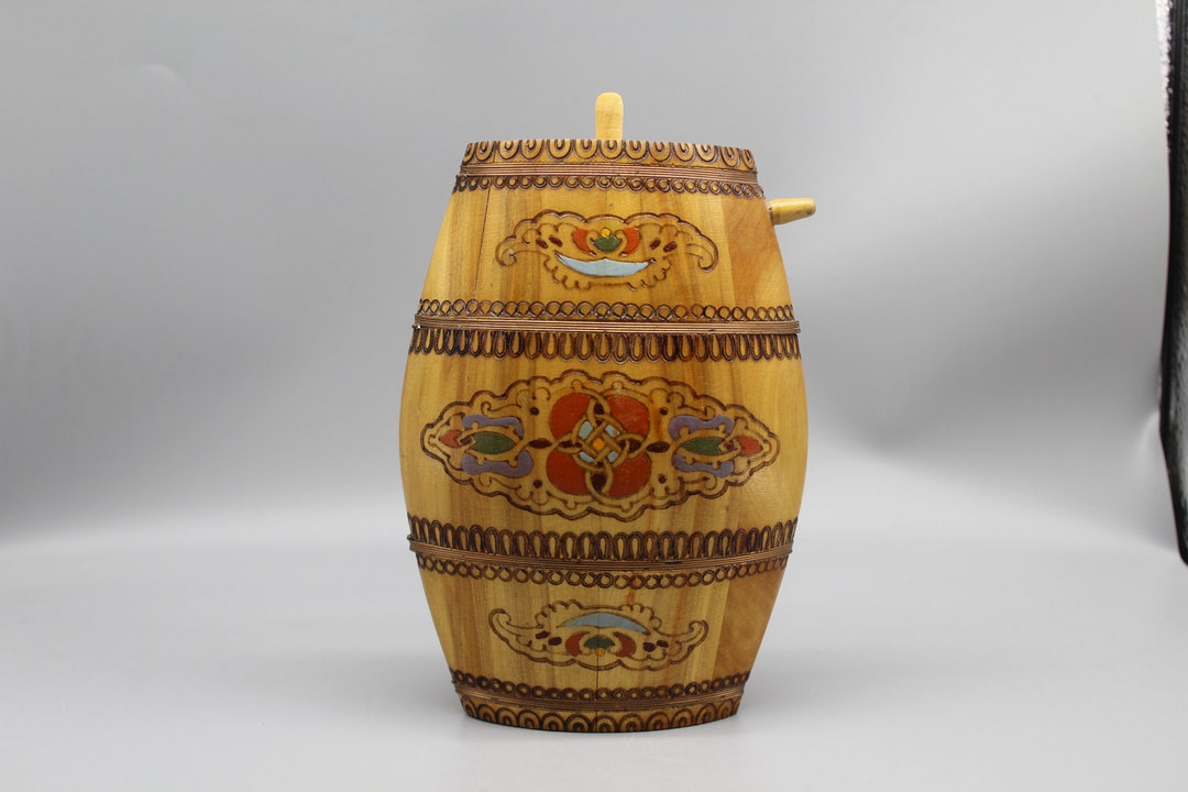 Vintage Wooden Decorative Keg. Painted by Hand Wooden Keg. Decorative ...
