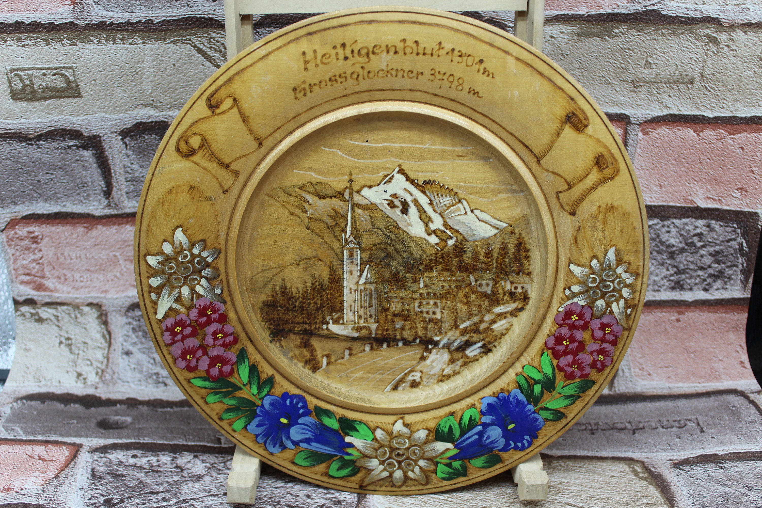 Decorative Wooden Plate. Hand-painted Plate. Wall Decor.embossed Wooden ...