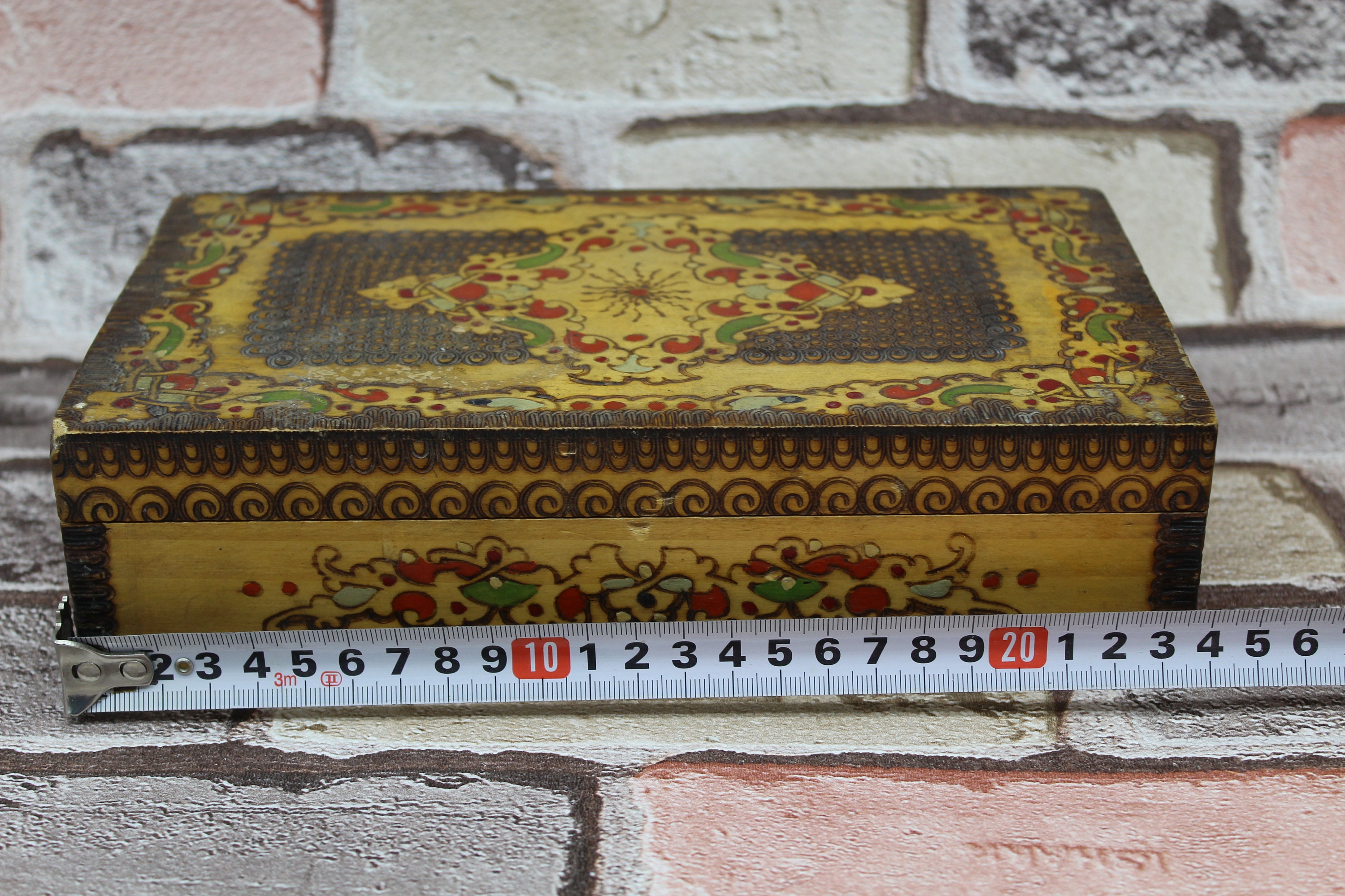 Hand Painted Box Pyrographic Box-wooden Box Vintage - Etsy
