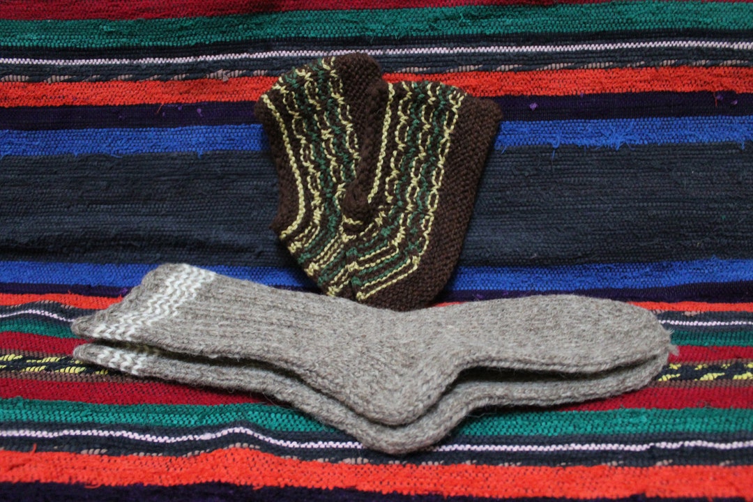 Wool Socks. Hand Knitted Thick Wool Socks.set of Men's and Women's Wool ...