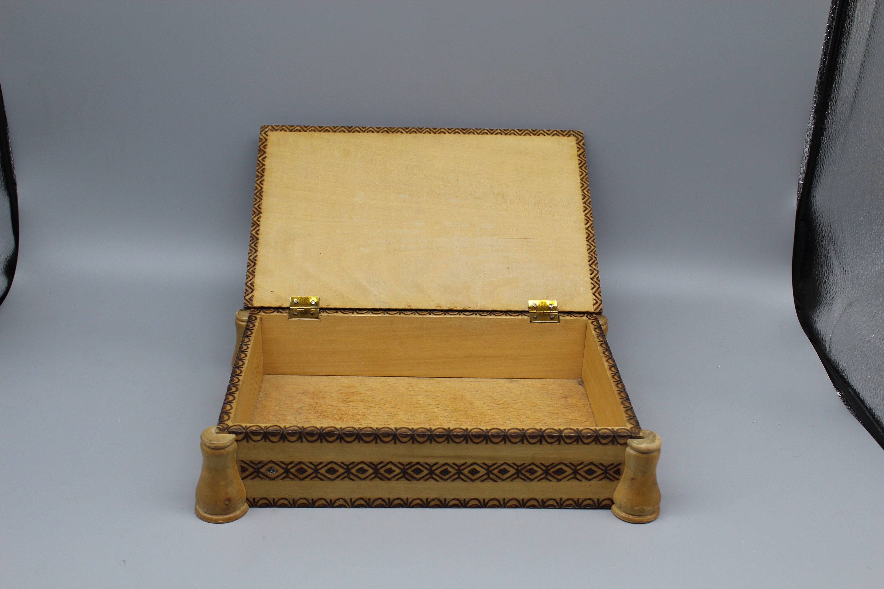 Hand Painted Box Pyrographic box-Wooden Box Vintage | Etsy