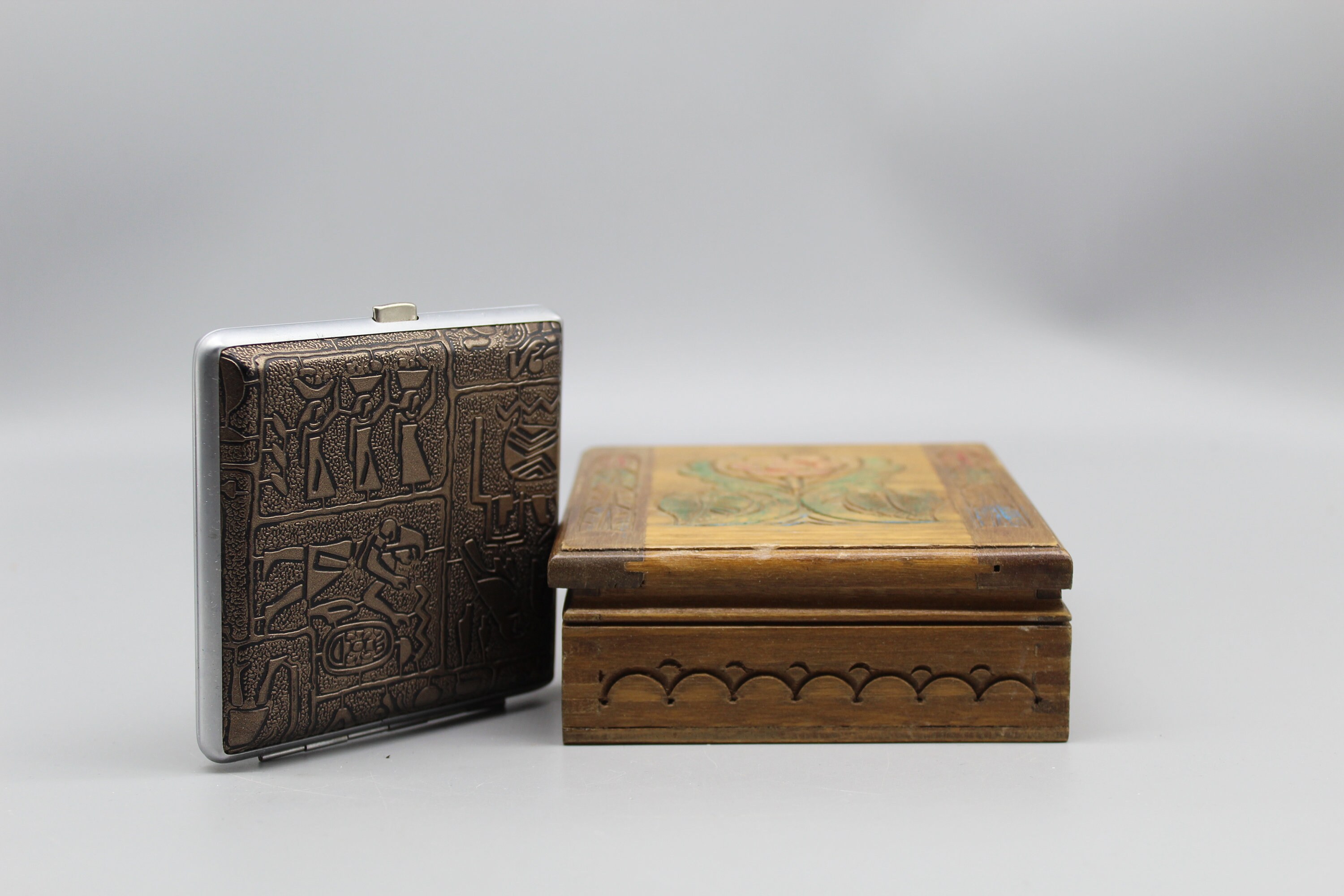 Snuff Box and Cigarette Box Set. Cigarette Box.cigarette Dispenser.hand ...