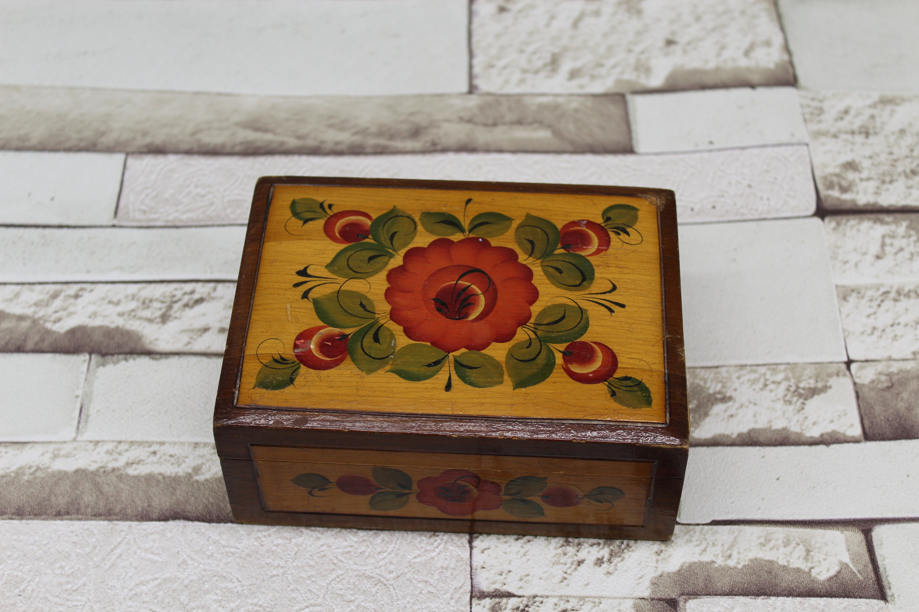 Hand Painted Box Wooden Box Vintage Keepsake Box Wooden - Etsy