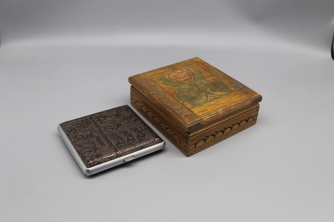 Snuff Box and Cigarette Box Set. Cigarette Box.cigarette Dispenser.hand ...
