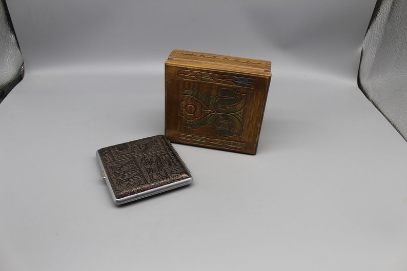 Snuff Box and Cigarette Box Set. Cigarette Box.cigarette Dispenser.hand ...