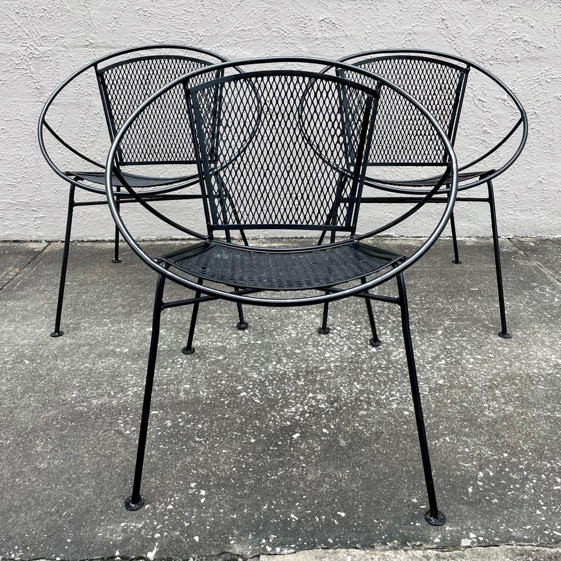 Midcentury Modern Wrought Iron Hoop Chairs - Etsy