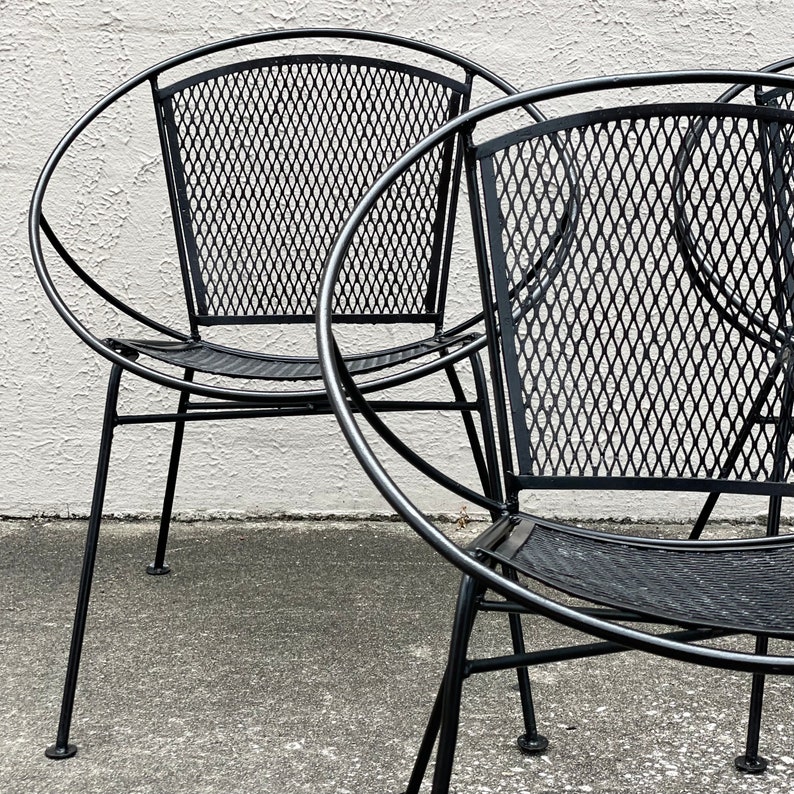 Midcentury Modern Wrought Iron Hoop Chairs - Etsy
