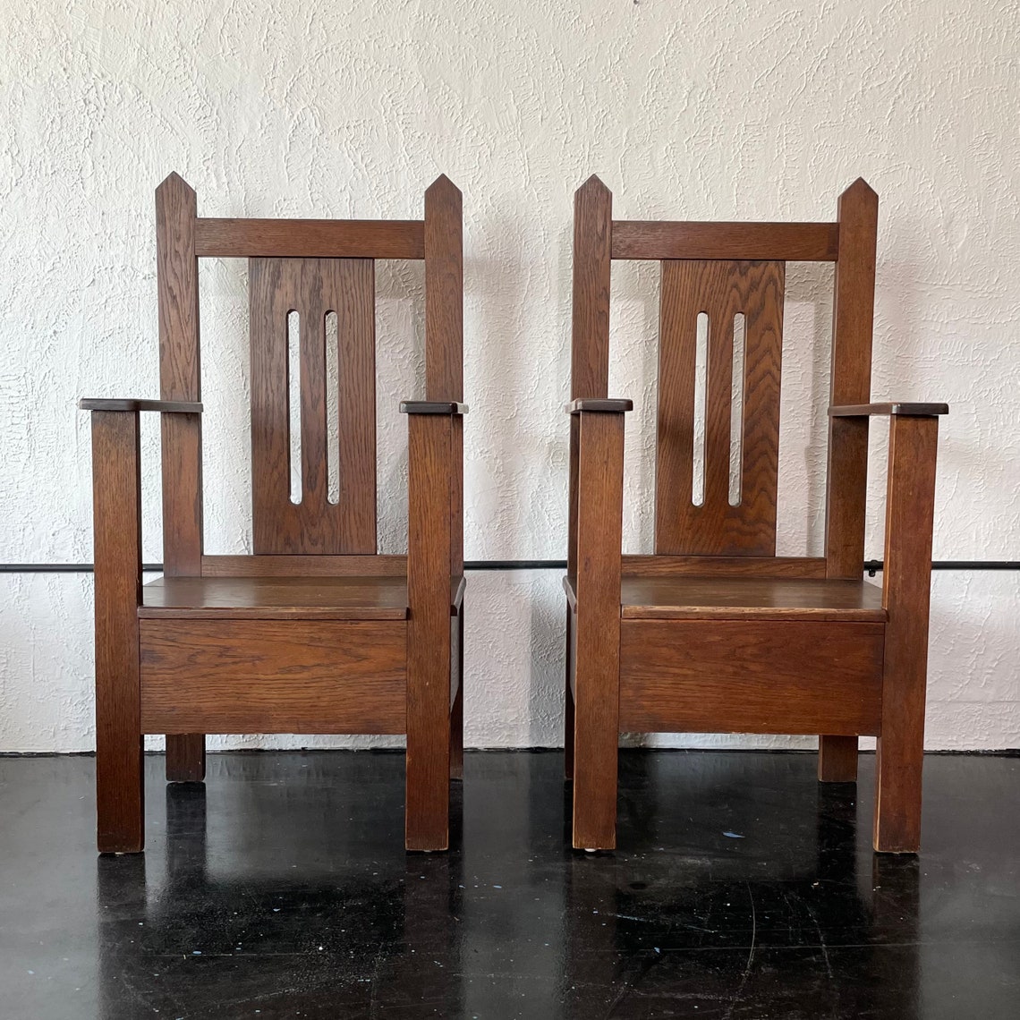 Antique Mission Oak Arm Chairs - Etsy