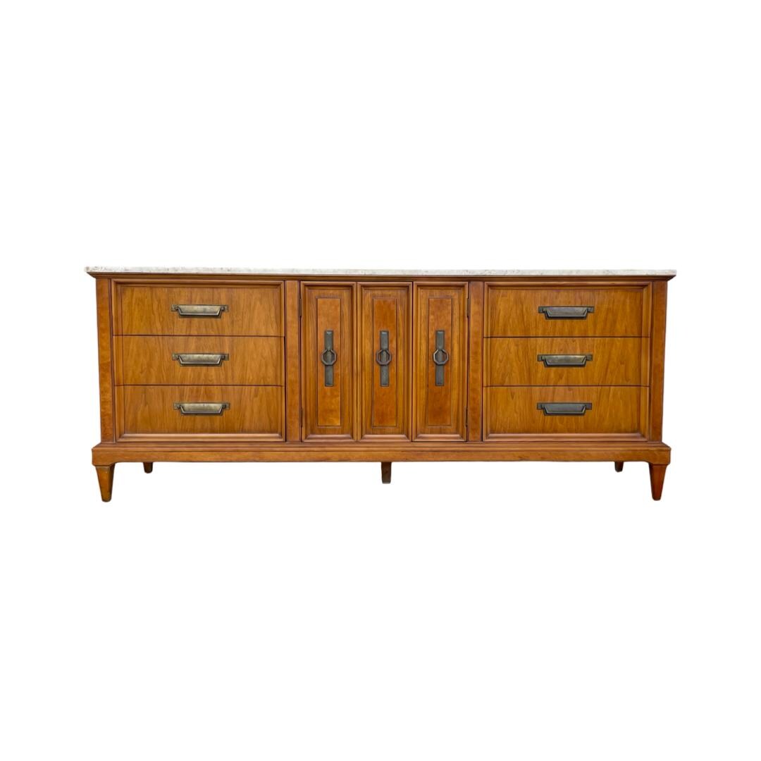 Midcentury Travertine Top Triple Dresser - Etsy