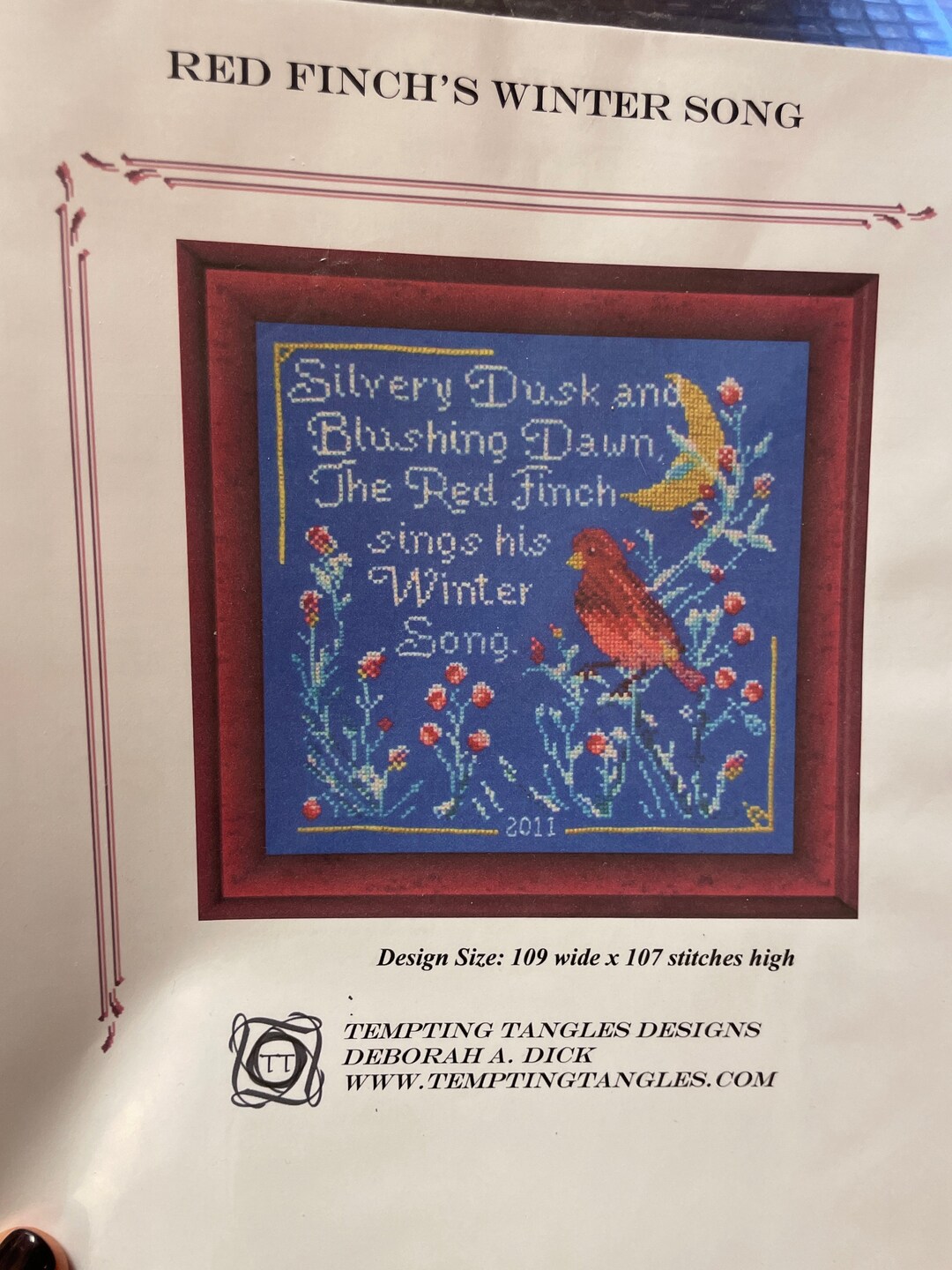 Tempting Tangles Designs Red Finchs Winter Song. - Etsy