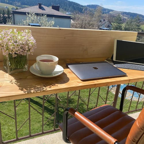T5 Outdoor Balcony Desk Solid Pine Slim Desk Timber Desk - Etsy