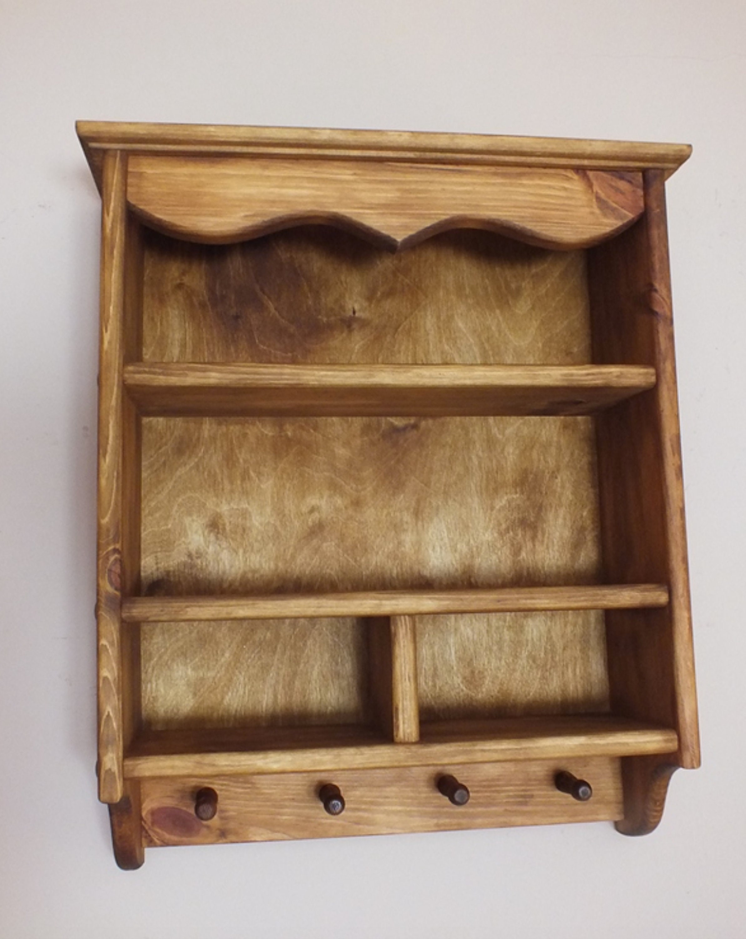S98 Solid Pine Traditional Kitchen Cabinet Wall Mounted Cottage Shelving With Pegs Etsy