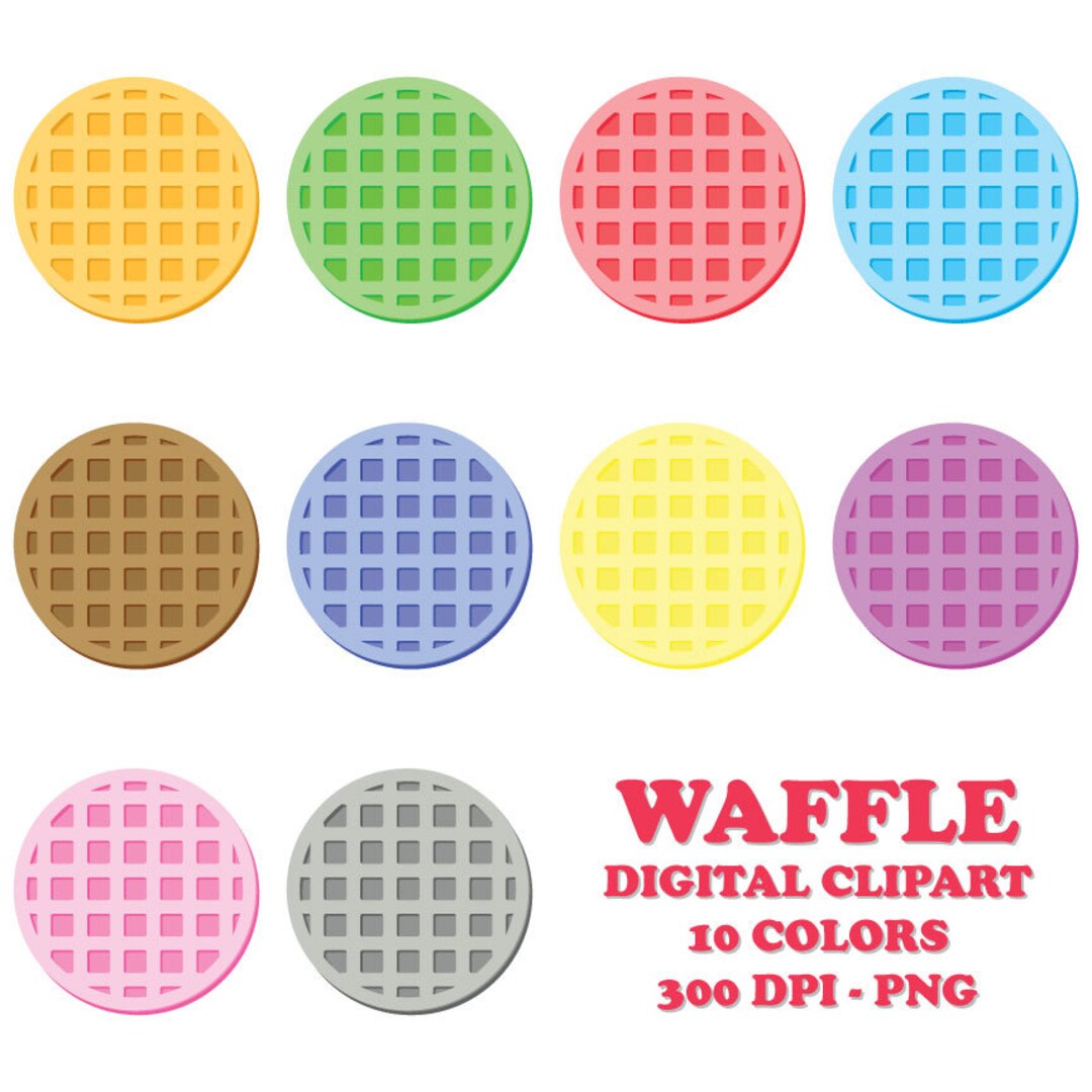 Cute Waffle Circle Shape Cliparts, Instant Download 10 Color Digital ...