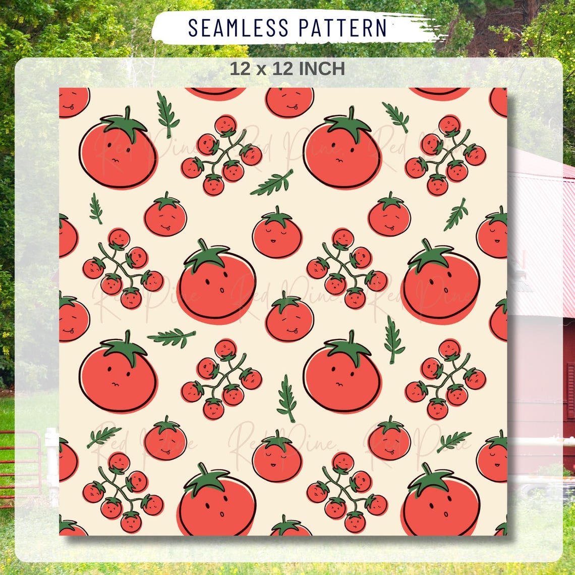 Tomato Seamless Pattern, Vine Ripened Tomatoes Repeat Pattern for ...