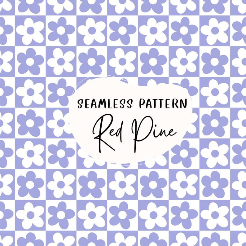 Pastel Daisy Flower Chess Seamless Pattern, Retro Purple Chess Repeat ...