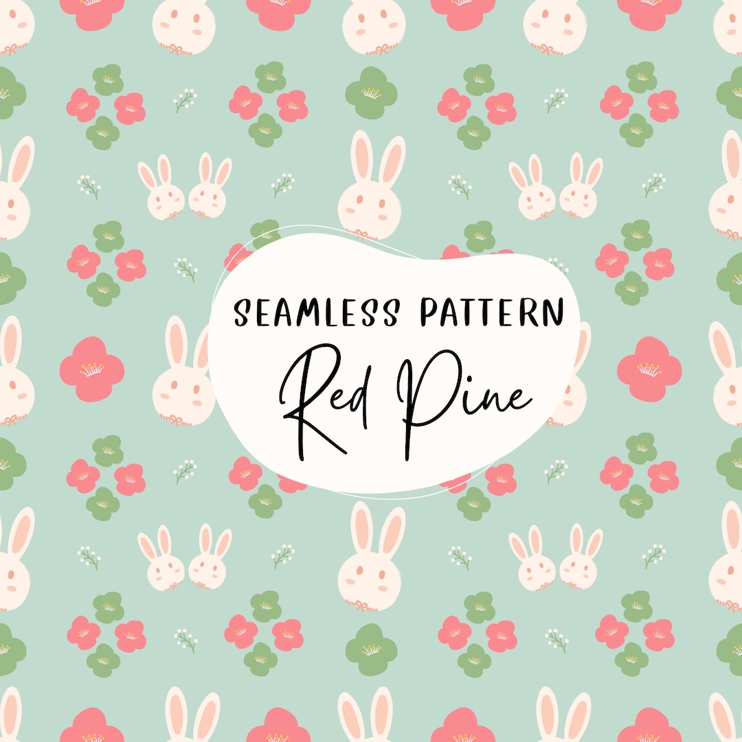 Cute Rabbit Seamless Pattern, Kawaii Bunny Repeat Pattern for Fabric ...