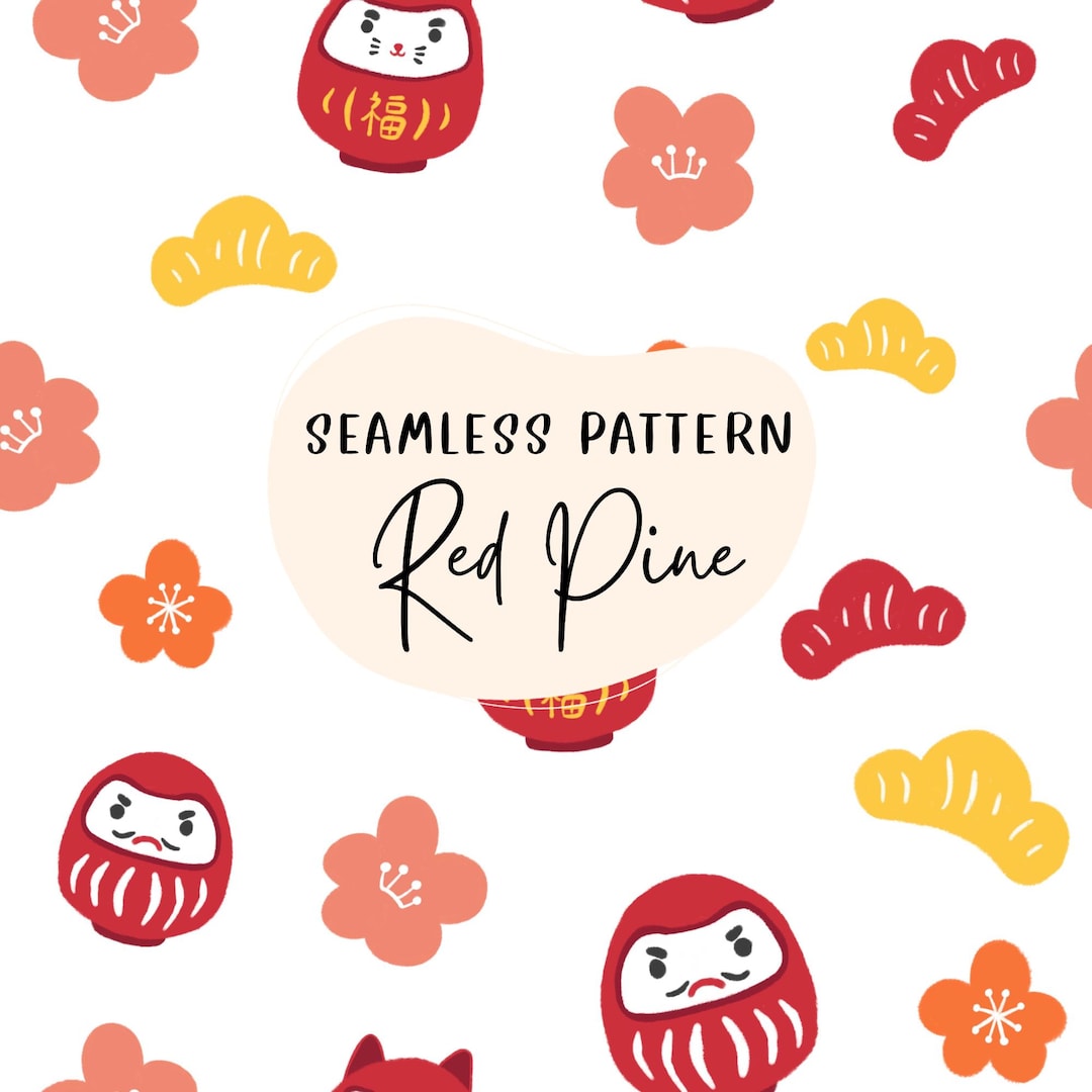 Japanese Daruma Seamless Pattern, Lucky Charm Cats Repeat Pattern for ...