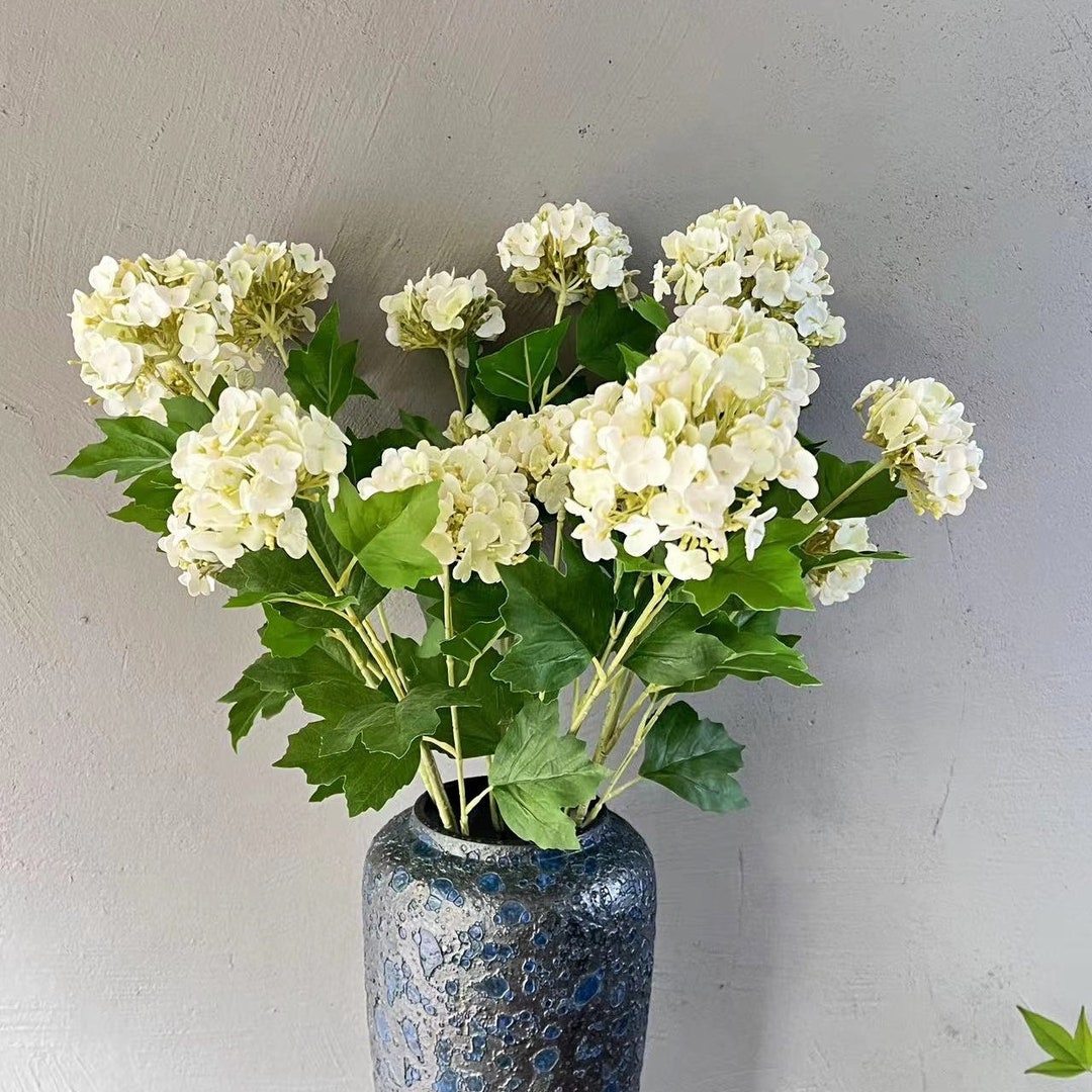 3 Heads Real Touch Flower Artificial Hydrangea Flowers Silk Hydrangea ...