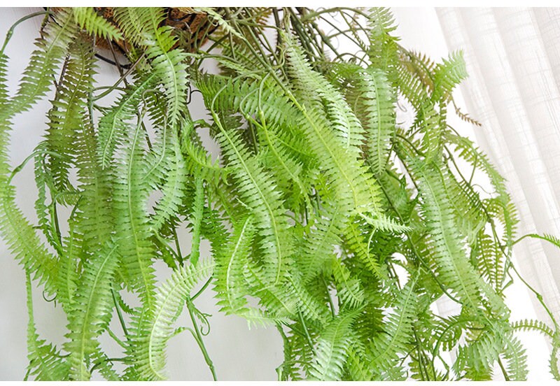 Wall hanging decor silk flowers Artificial fern potted | Etsy