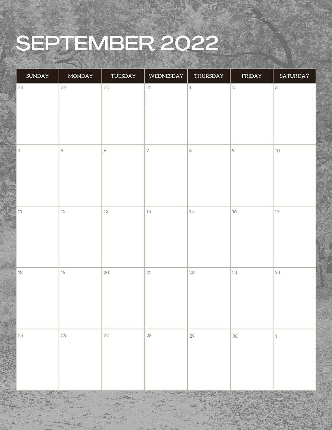 2023 Printable Calendar Forest Nature | Monthly, Digital, PDF - Etsy