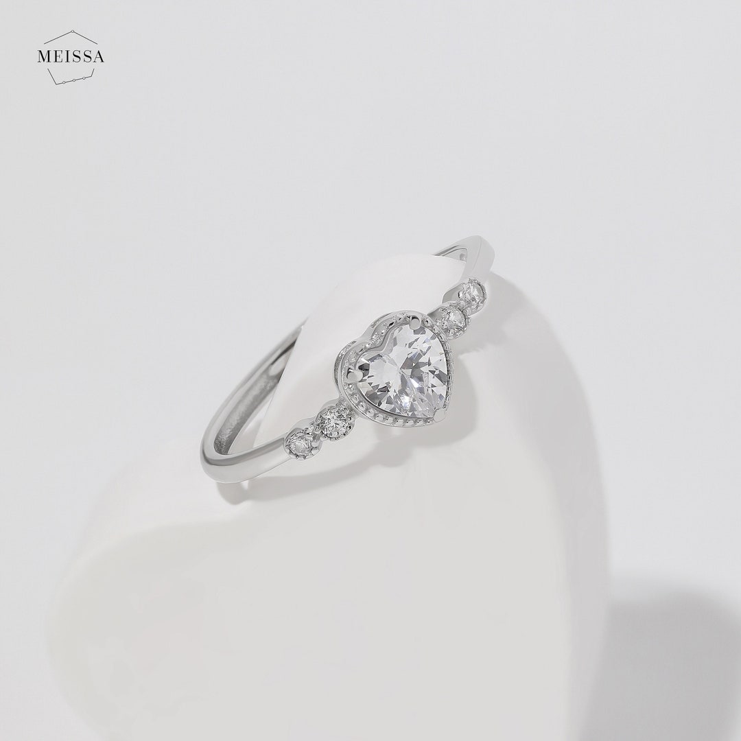 Dazzling Romance Heart Ring, Heart Shape Engagement Wedding Ring, 925 ...