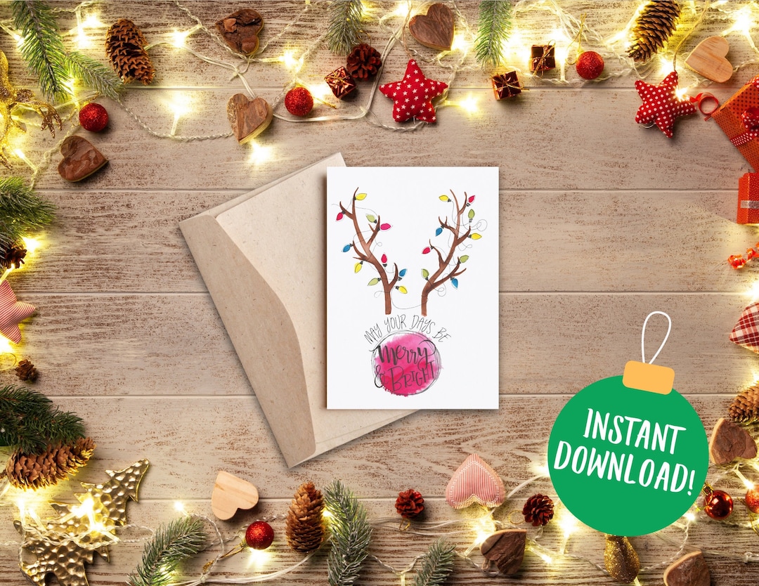 Printable Rudolph Holiday Card | Instant Download | Handwritten ...